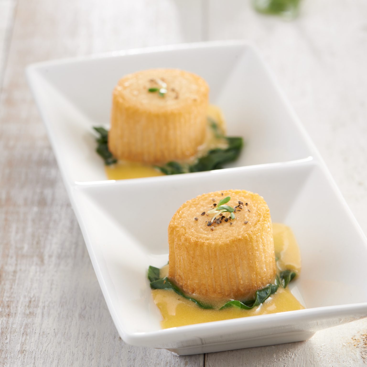 Fish Filaments with Wilted Spinach and Hollandaise Sauce - QL Kitchen